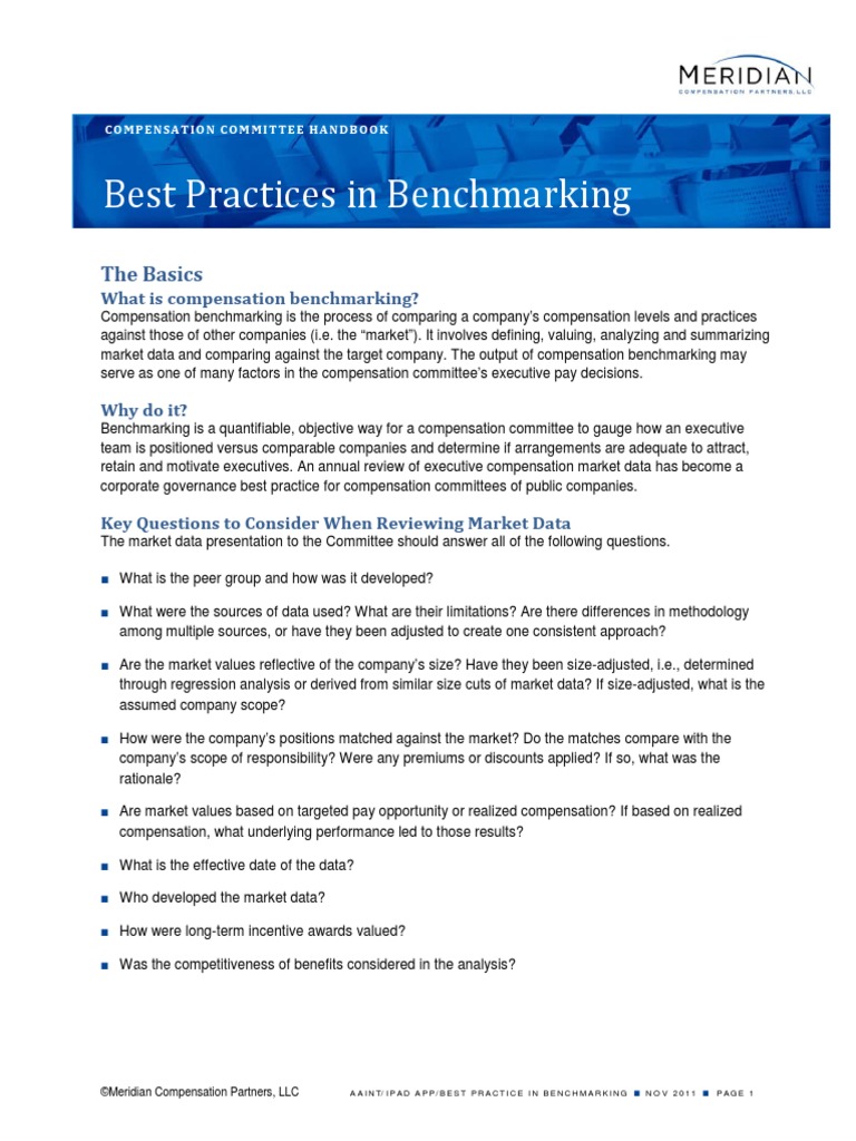 Benchmarking Regarding Compensation | PDF | Executive Compensation ...