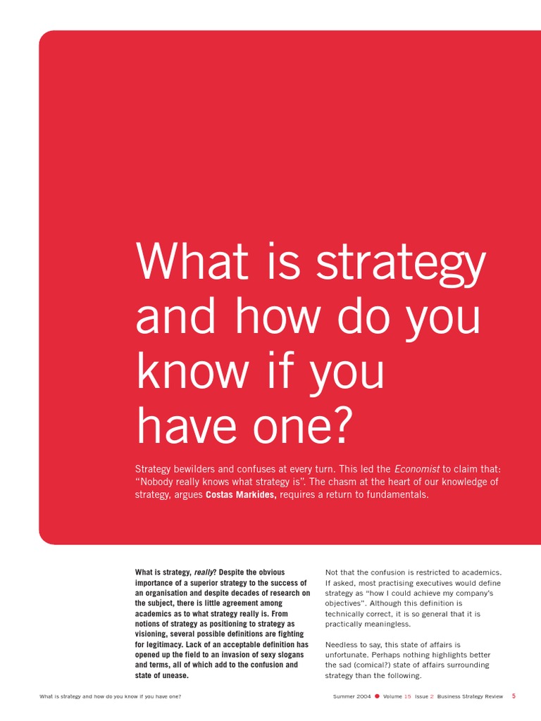 What Is Strategy and How Do You Know If You Have One | PDF | Strategic ...