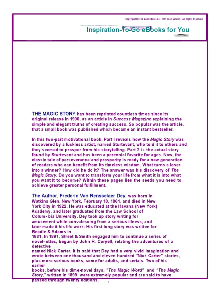 Inspiration-To-Go Ebooks For You: The Magic Story | PDF