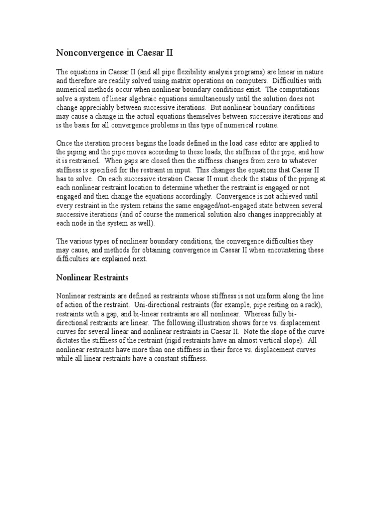 Nonconvergence in Caesar II: Nonlinear Restraints | PDF