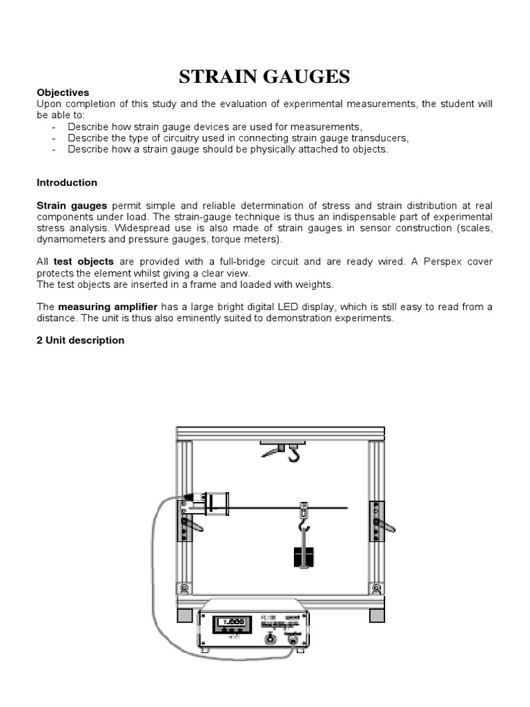 Measuring Strain and Stress Using Strain Gauges | PDF | Electrical ...