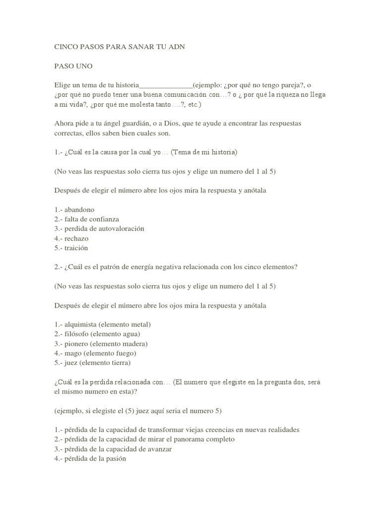 Cinco Pasos para Sanar Tu Adn | PDF | Amor | Bazo Cinco Pasos para Sanar Tu Adn | PDF | Amor | Bazo