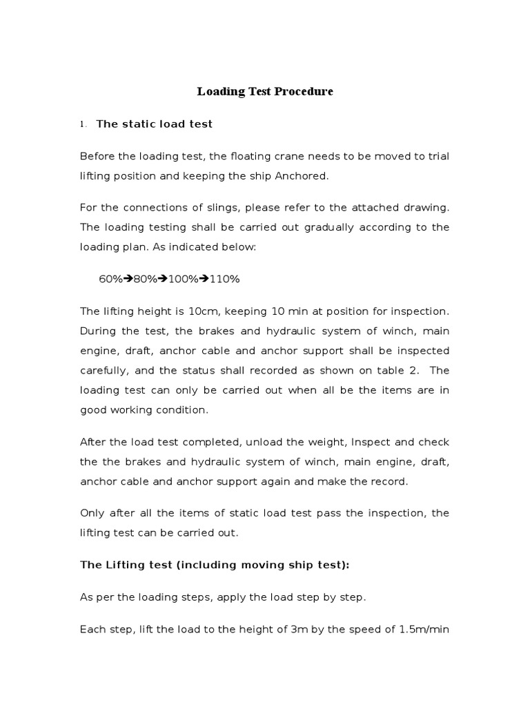Floating Crane Load Testing Procedure | PDF | Anchor | Crane (Machine)