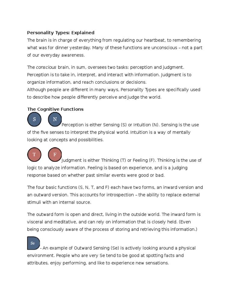 Personality Types | PDF | Personality Type | Perception