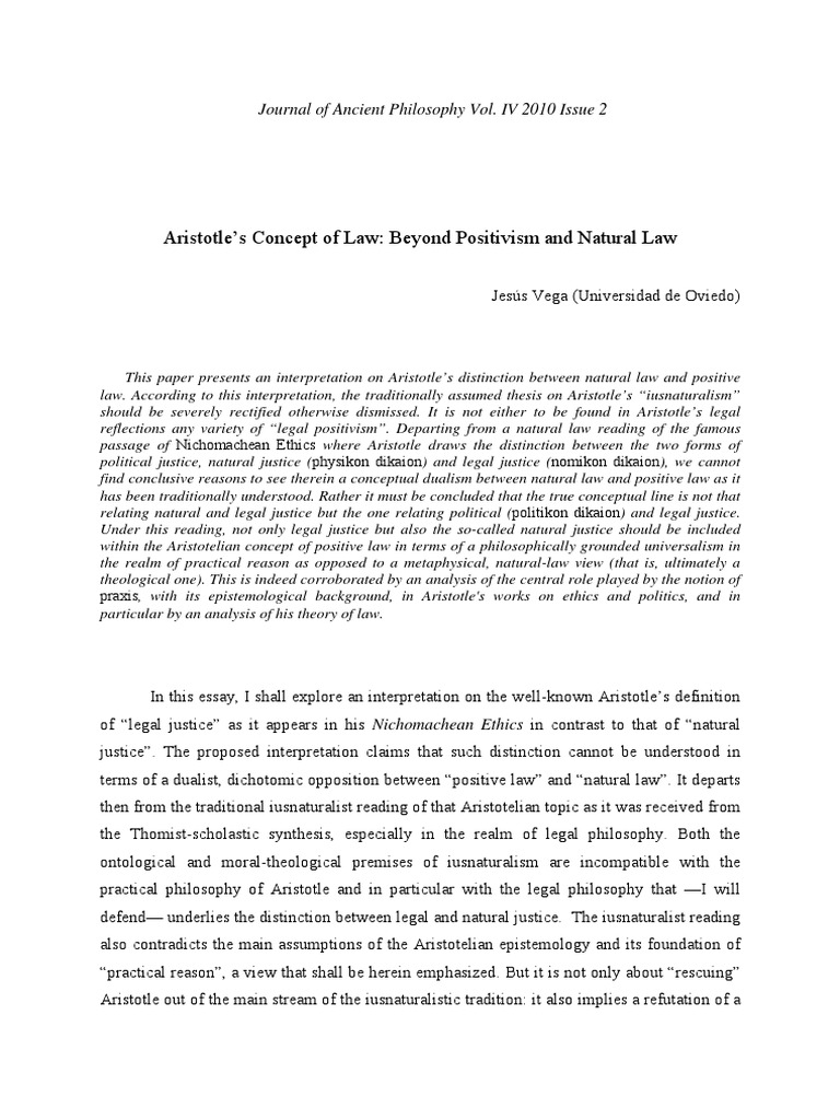 Aristotle's Concept of Law | PDF | Aristotle | Reason