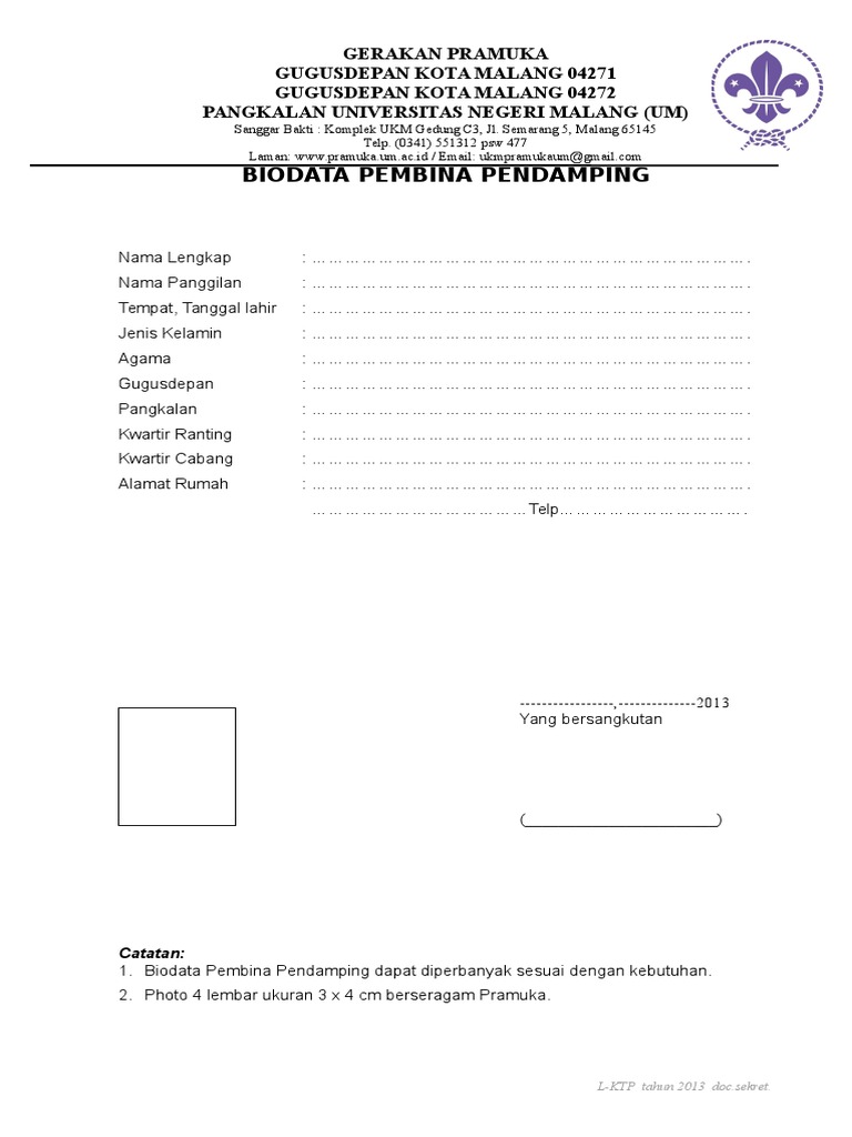 Formulir Biodata | PDF