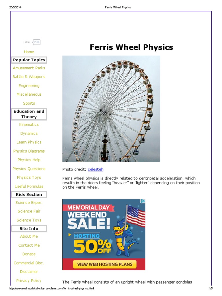 Ferris Wheel Physics | Acceleration | Force