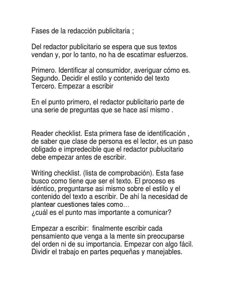 Fases de La Redacción Publicitaria | PDF | Publicidad