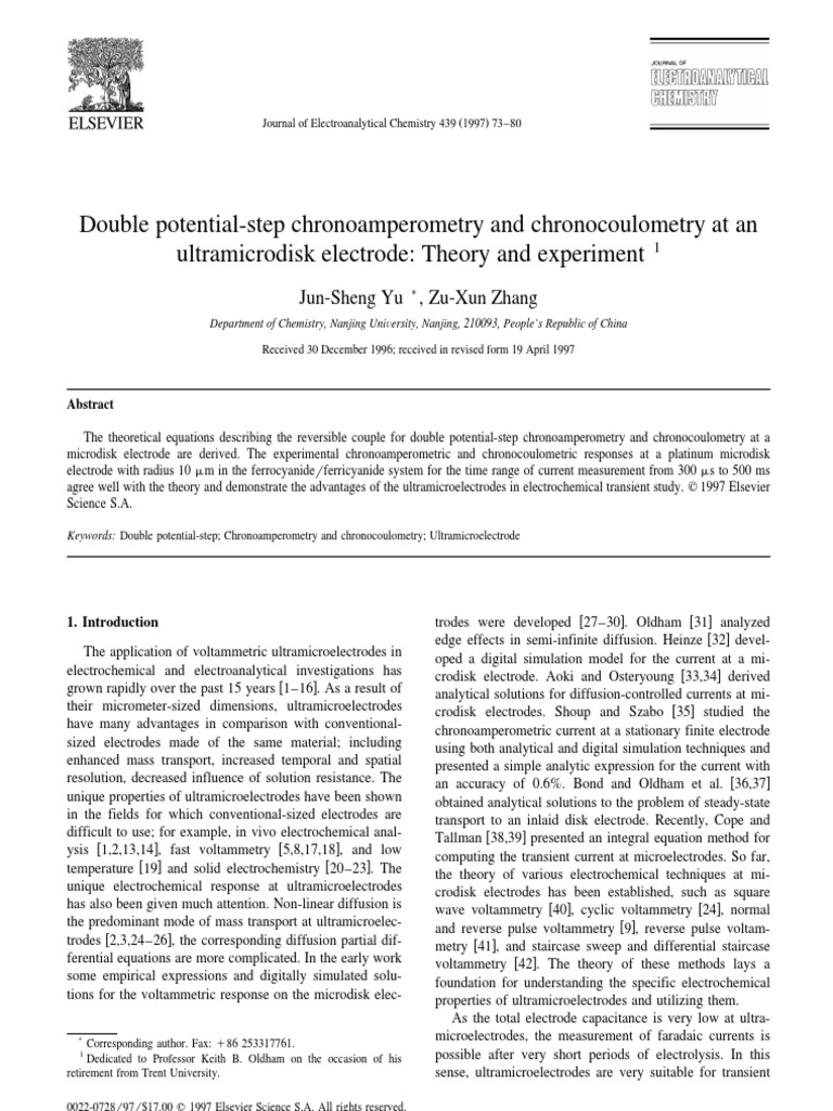 Double Potential-Step Chronoamperometry and Chronocoulometry at An ...