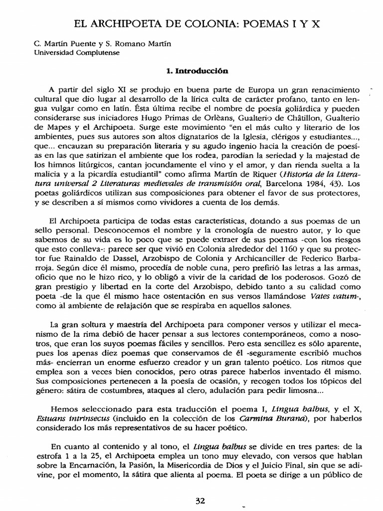 Archipoeta Martin PIB 1994 | PDF | Ritmo | Poesía