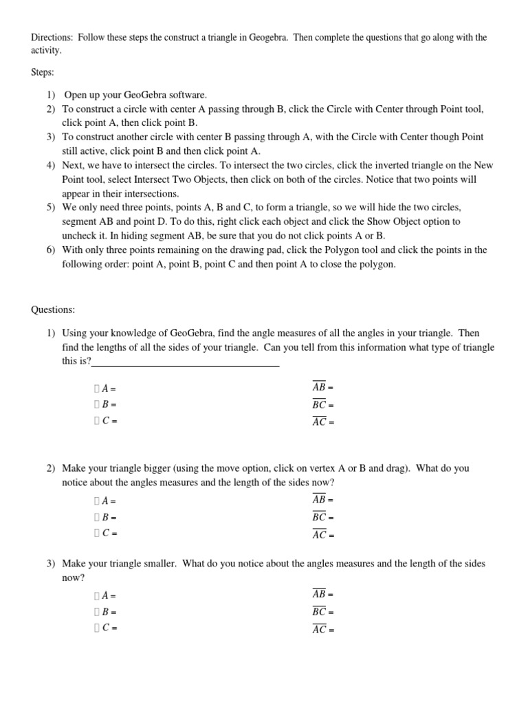 Construction - Triangle Guide | PDF | Triangle | Circle