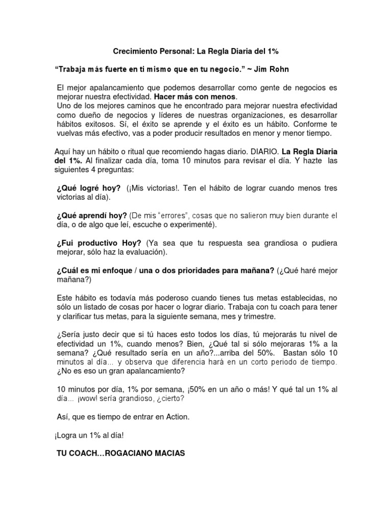 La Regla del 1% para el Crecimiento Personal | PDF