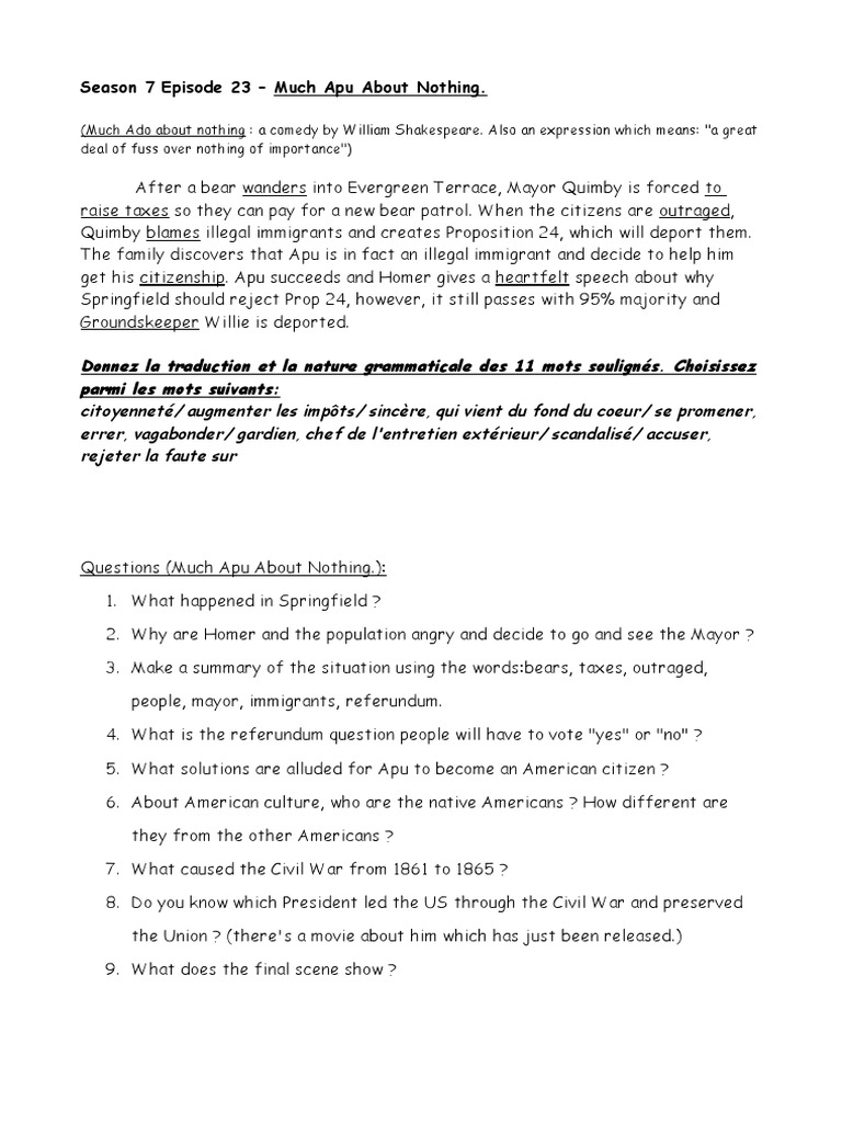 Season 7 Episode 23 - Much Apu About Nothing | PDF | 20th Century Fox ...