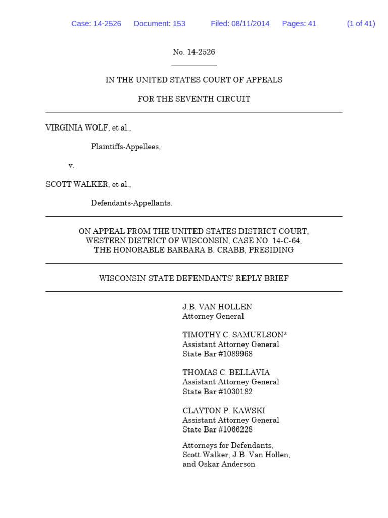 14-2526 #153 Defendants' Reply Brief | PDF | Suspect Classification ...