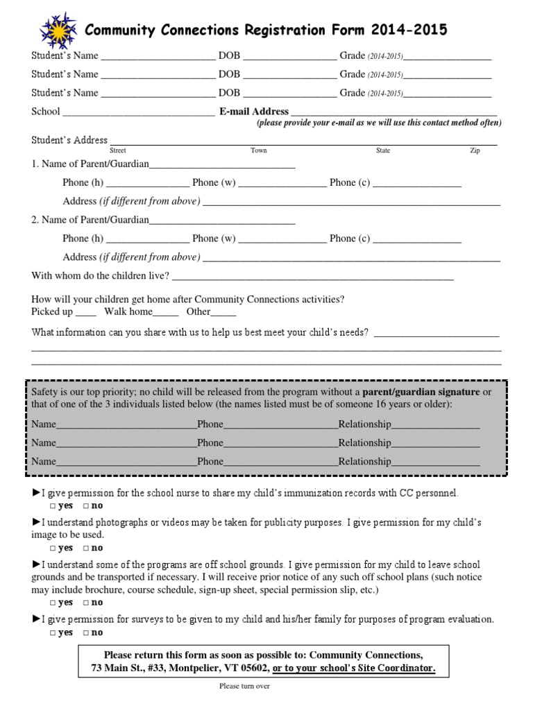 CC Registration Form 2014.2015 | PDF | Hospital | Health Care