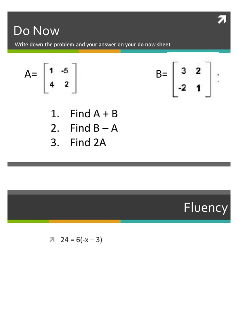 Multiplying Matrices Day 1 | PDF