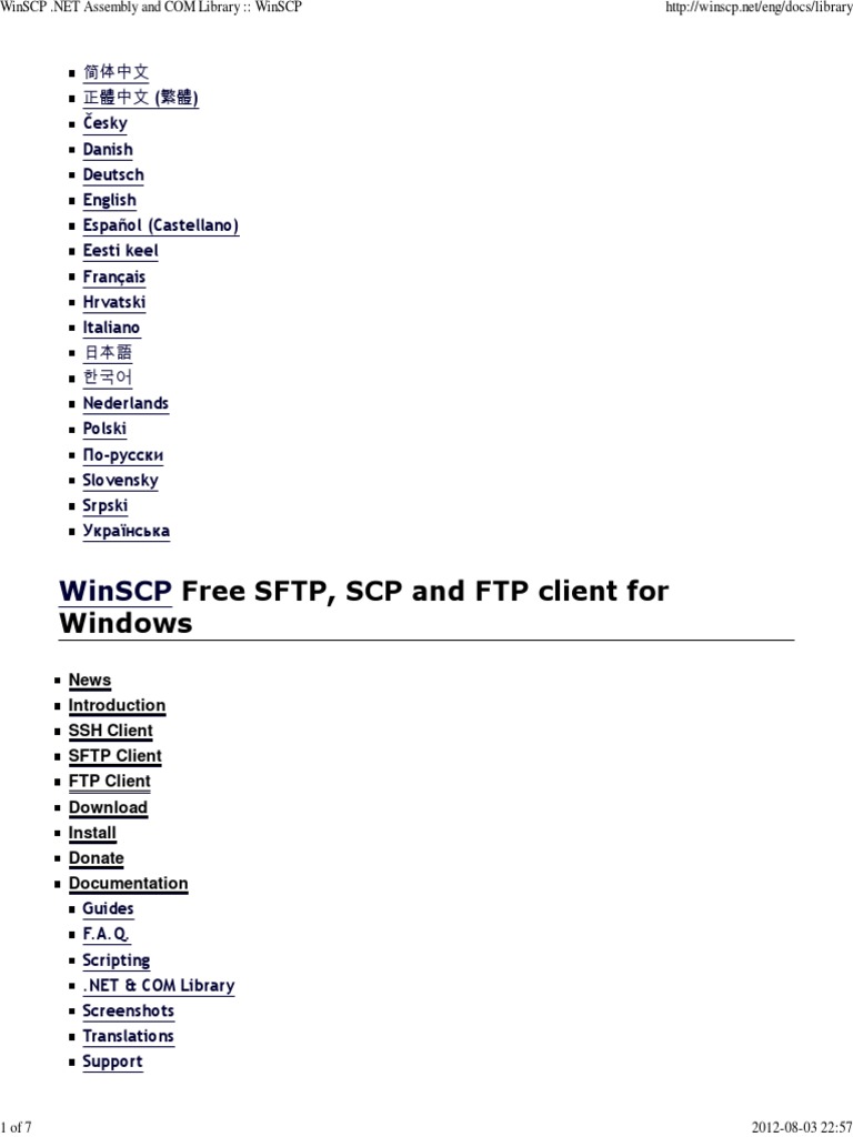 Winscp: Free SFTP, SCP and FTP Client For Windows | PDF | Scripting Language | Visual Basic For ...