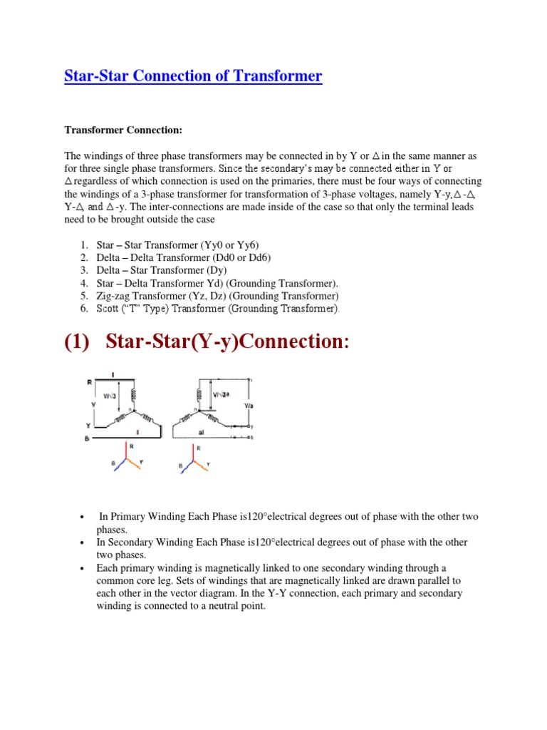 Star Star Connection | PDF | Transformer | Electric Current