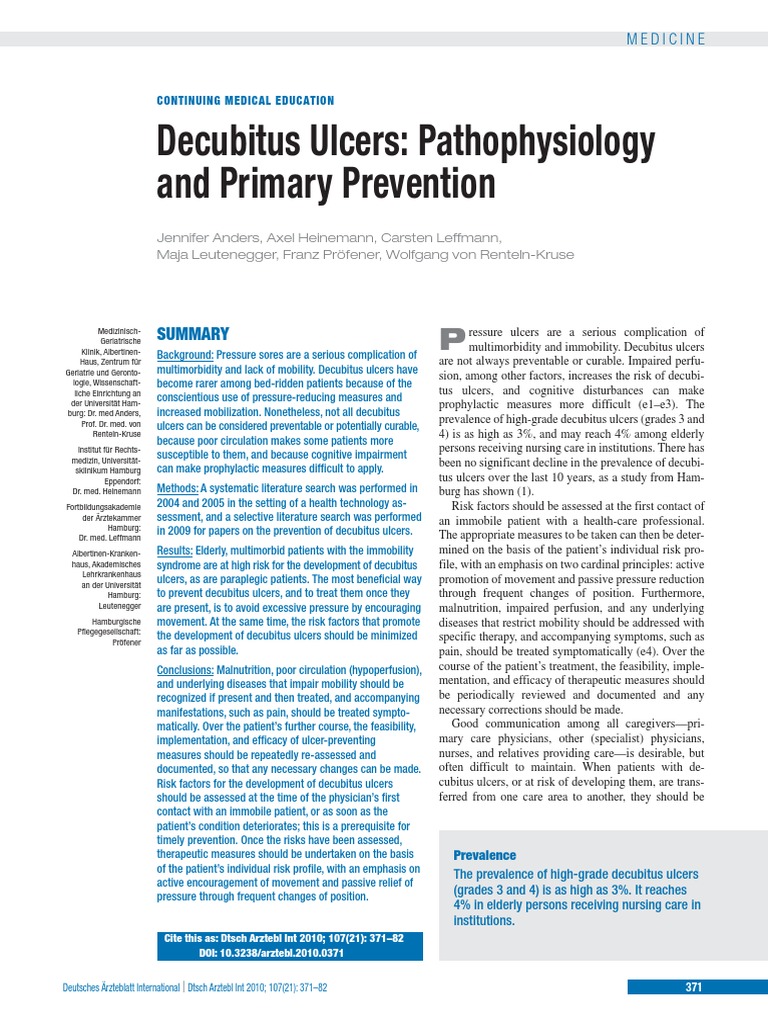 Decubitus Ulcers: Pathophysiology and Primary Prevention: Continuing ...