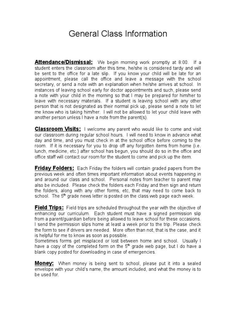General Class Information | PDF | Wellness | Medical General Class Information | PDF | Wellness | Medical