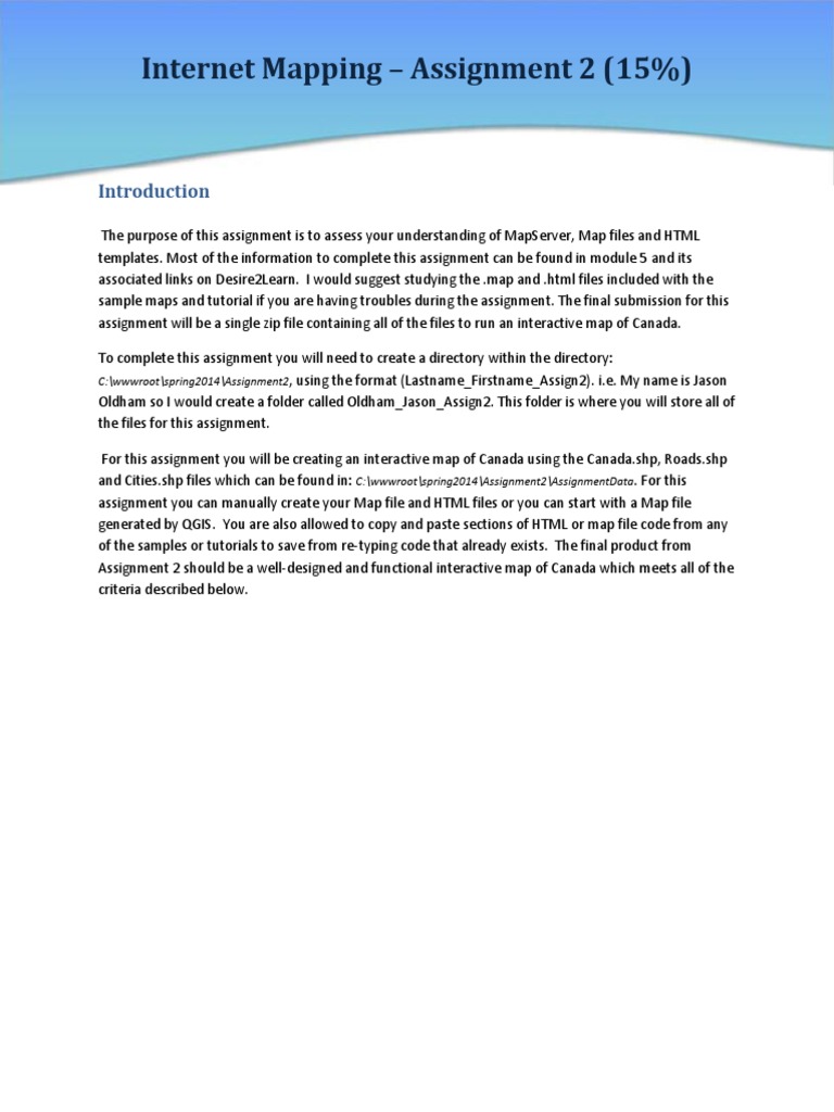 Internet Mapping - Assignment 2 (15%) : C:/wwwroot/spring2014 ...