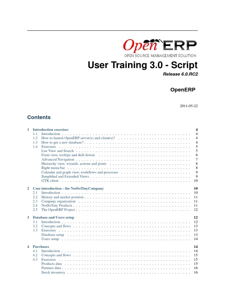 Openerp User Training v6 Script 3.0 PDF | PDF | Enterprise Resource Planning | Databases