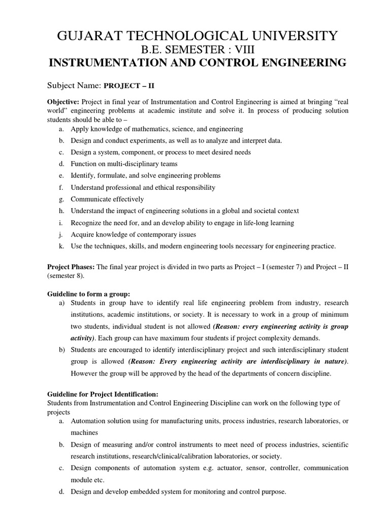 GTU B.E. Project Guide for ICE Students | PDF | Interdisciplinarity ...