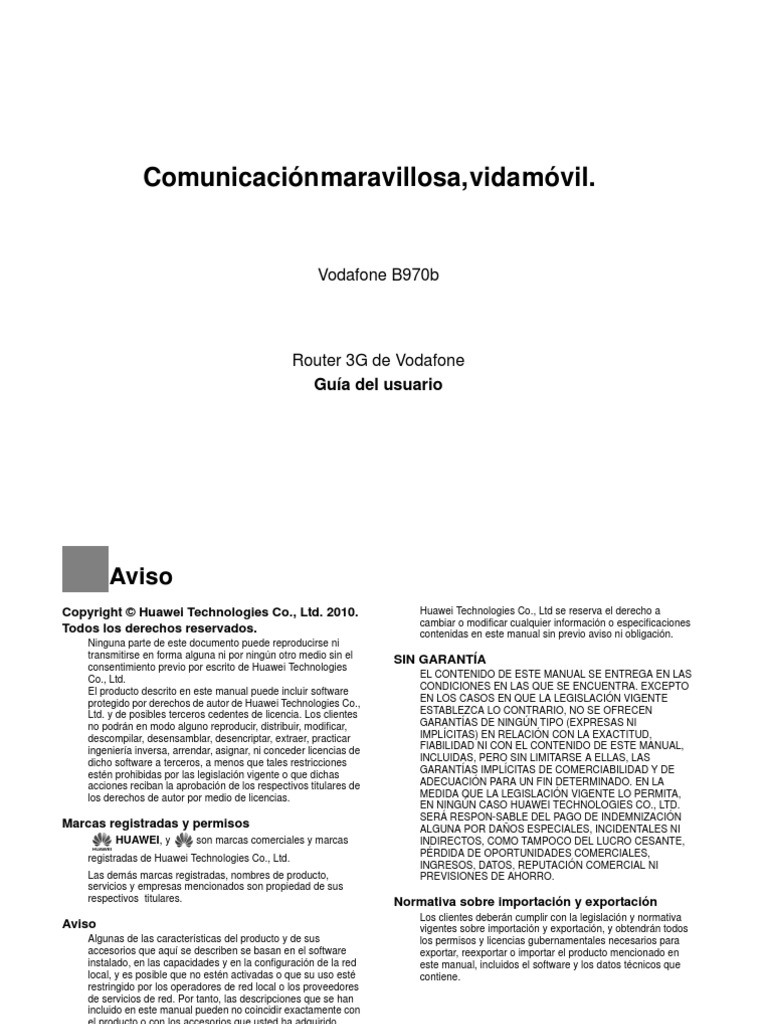 HUAWEI B970b Wireless Gateway User Guide | PDF | Dirección IP | LAN ...