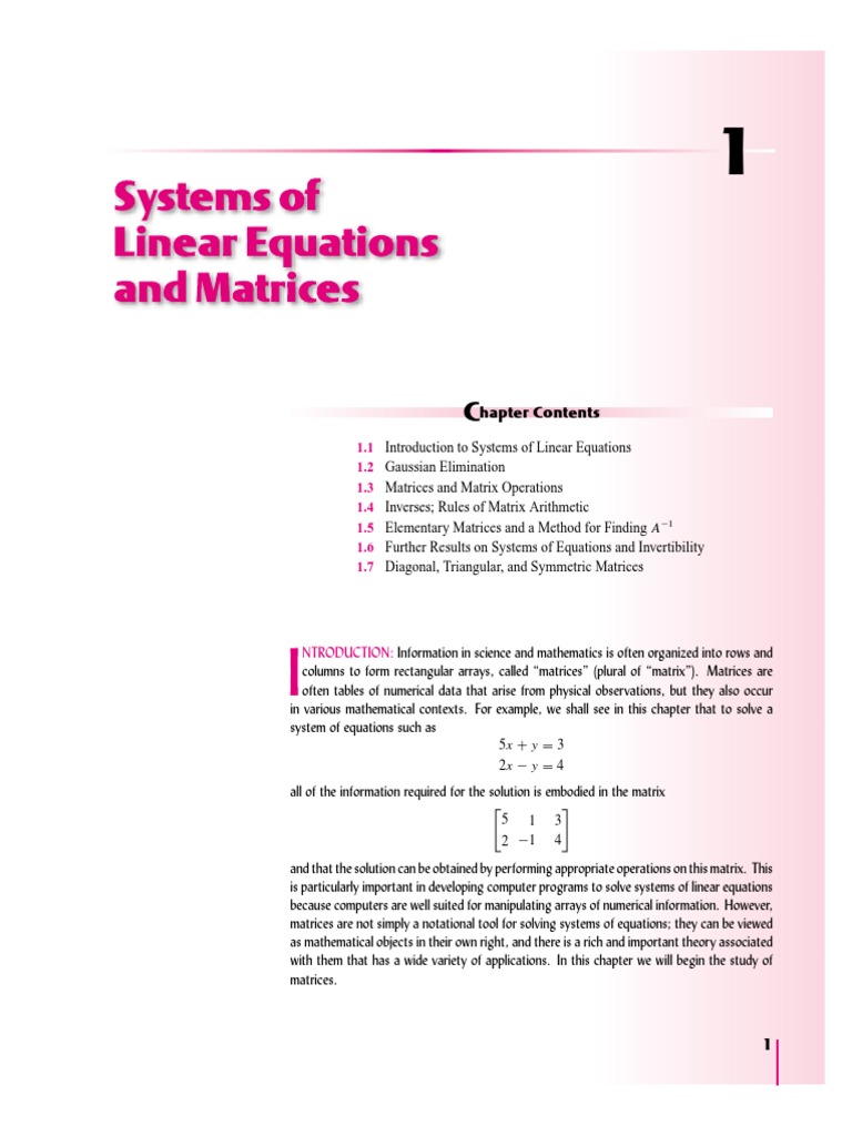 Antonchap1 Linsystems | Download Free PDF | System Of Linear Equations ...