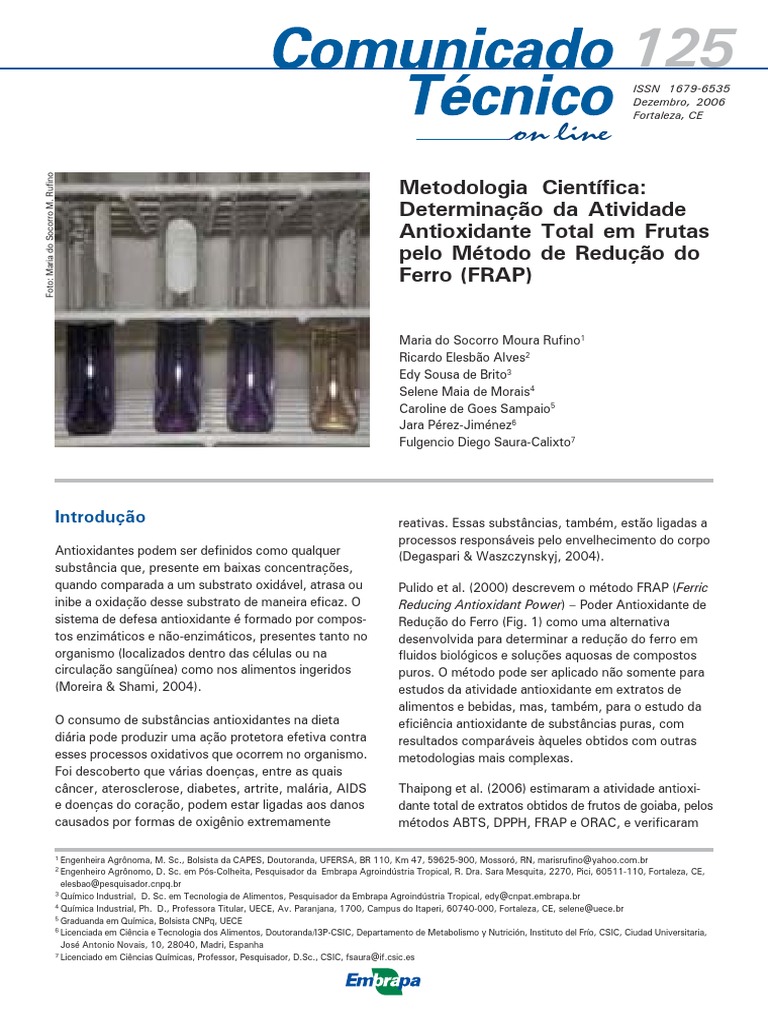 Técnica Frap - Embrapa | PDF | Solução | Ferro