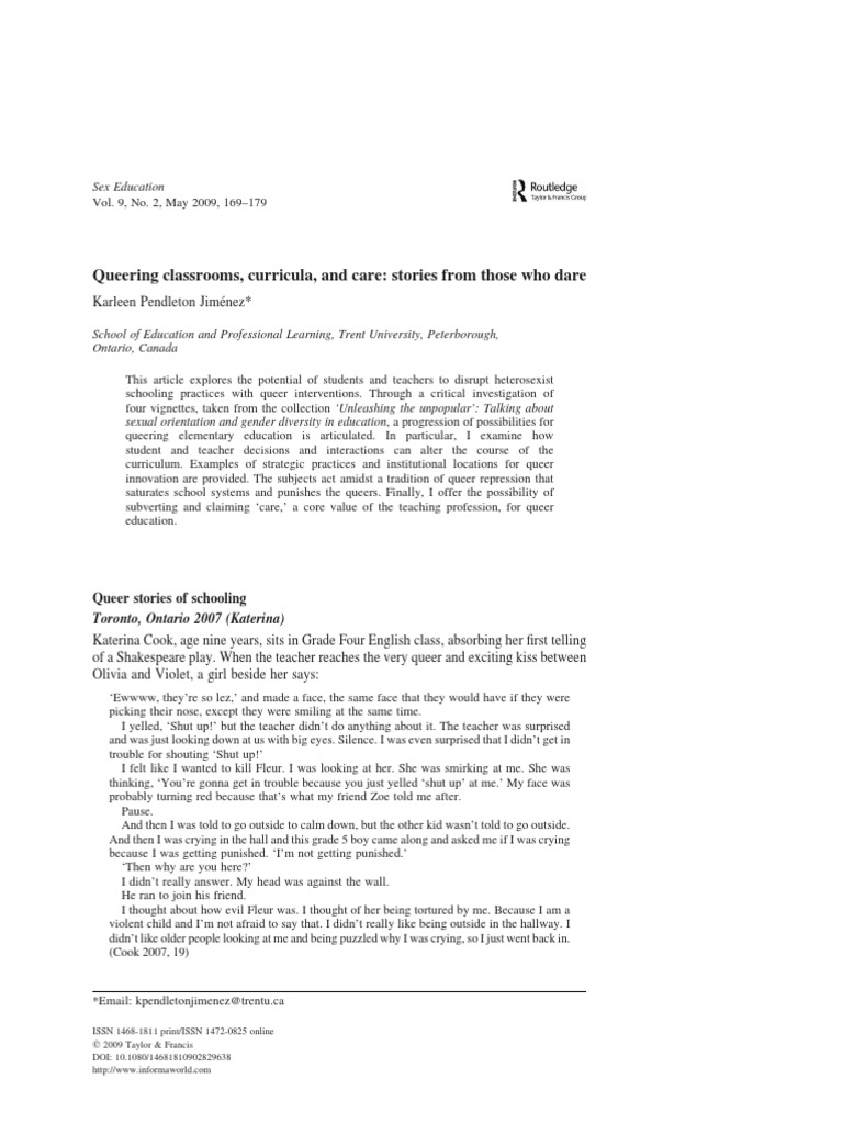 Queering Education: Disrupting Heterosexism | PDF | Queer Theory ...
