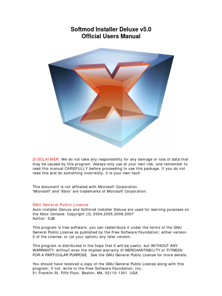 Softmod Installer Deluxe v5.0 Official Users Manual: Disclaimer | PDF ...