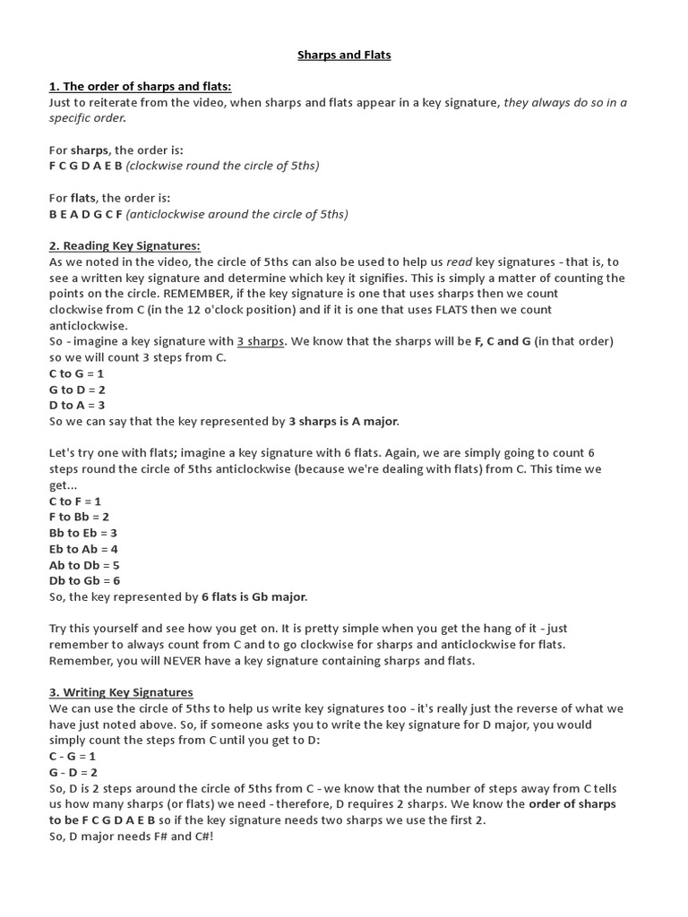 Sharps and Flats Circle of 5ths | PDF | Music Theory | Musicology