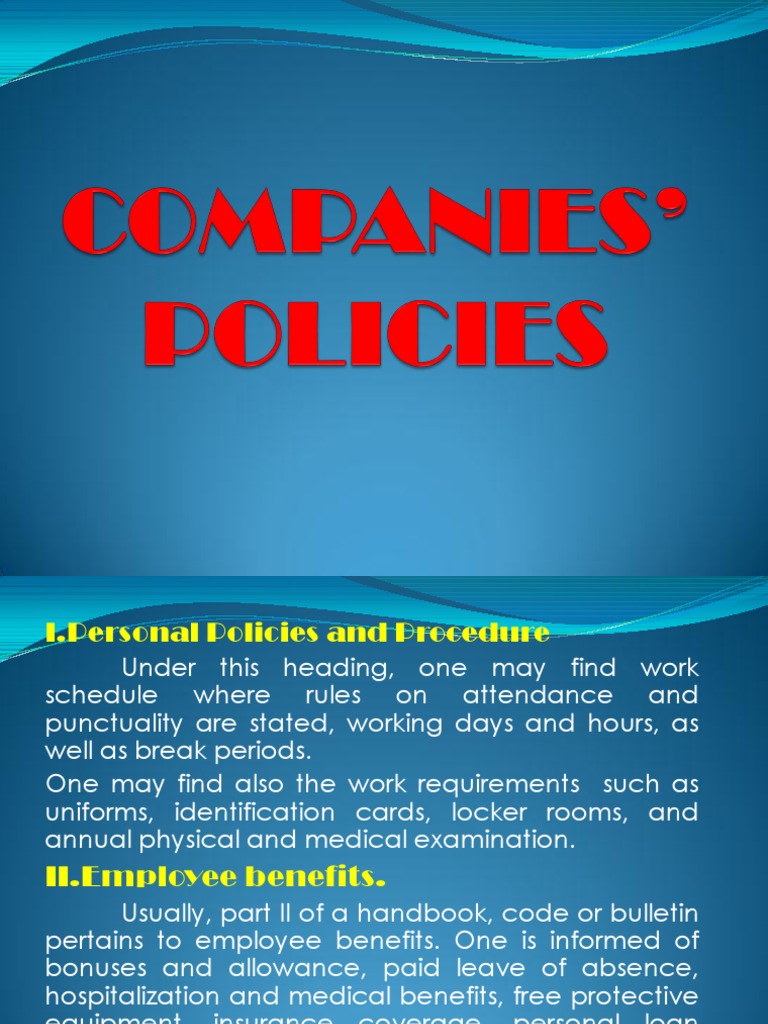 Company Policies | PDF | Theft | Usury