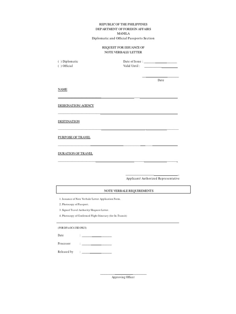 Request for Note Verbale Issuance | PDF