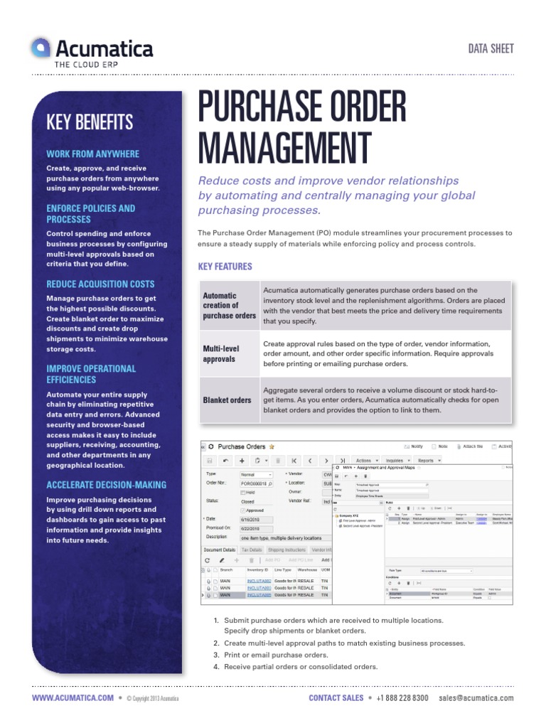 Acumatica Data Sheet Purchase Order Management | PDF | Cloud Computing ...