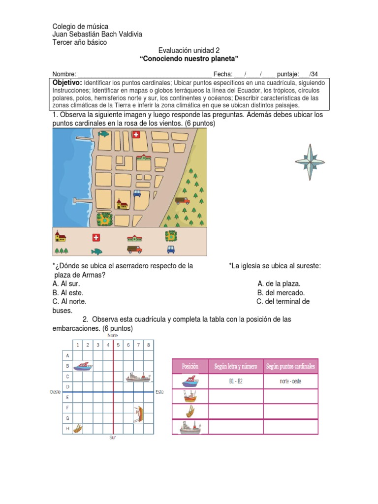 Evaluación Unidad 2 Conociendo Nuestro Planeta | PDF | Continente ...