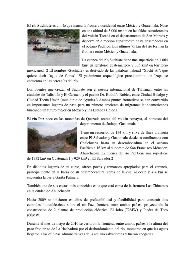El Río Suchiate Es Un Río Que Marca La Frontera Occidental Entre México ...