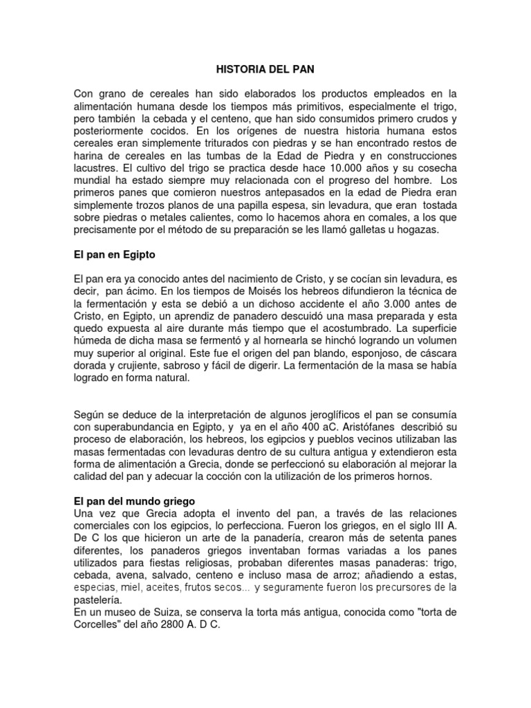 Historia Del Pan Clase 1 | PDF | Panes | Trigo