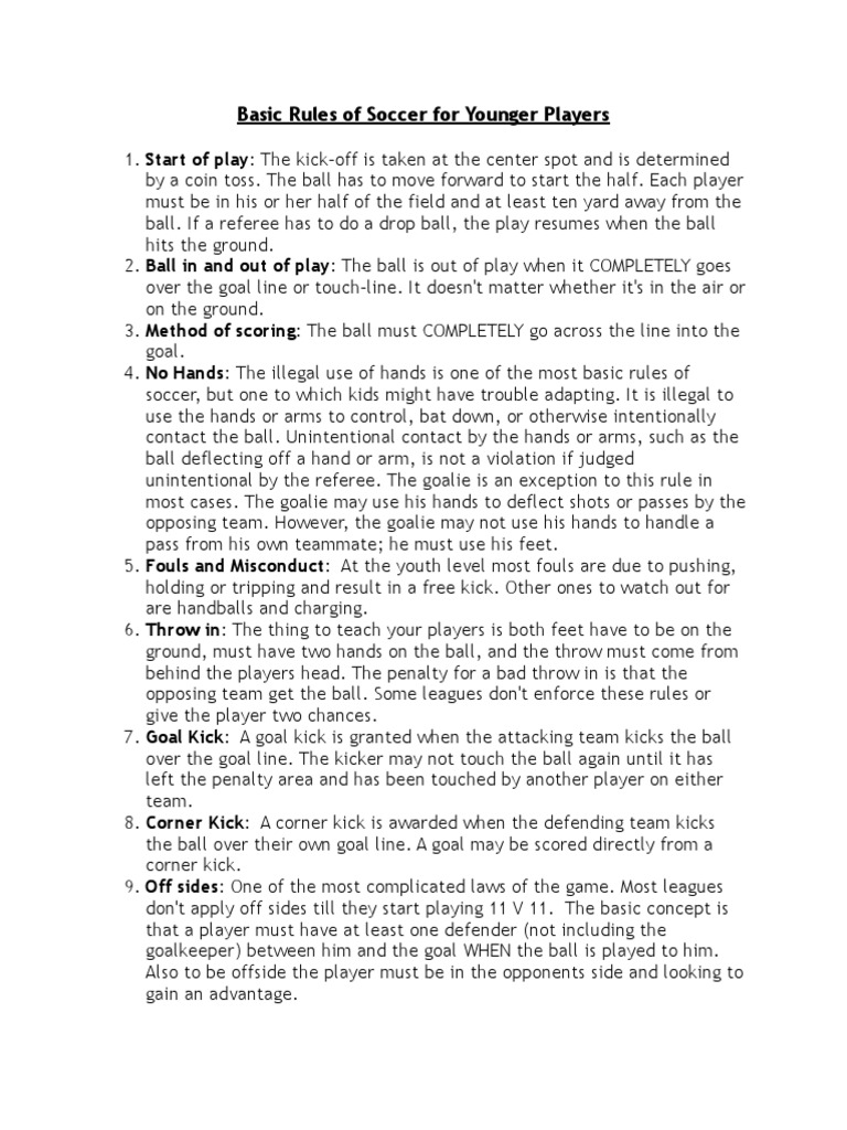 Basic Rules of Soccer | Download Free PDF | Association Football ...