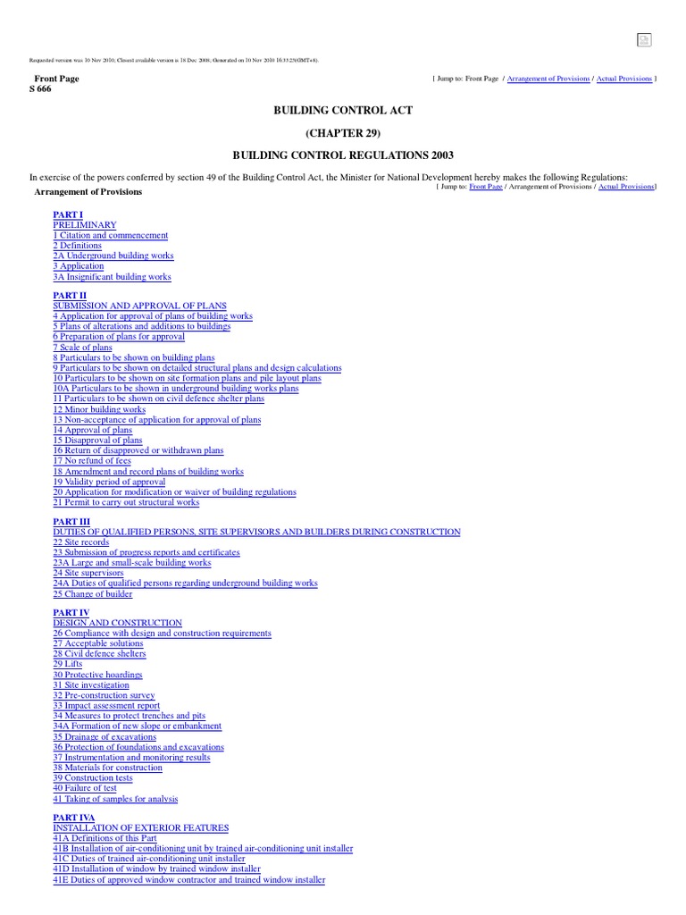 Building Control Act (CHAPTER 29) Building Control Regulations 2003 ...