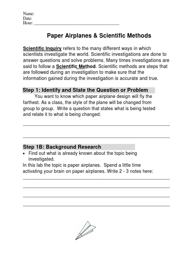 Paper Airplane Experiment Guide | PDF | Chart | Scientific Method