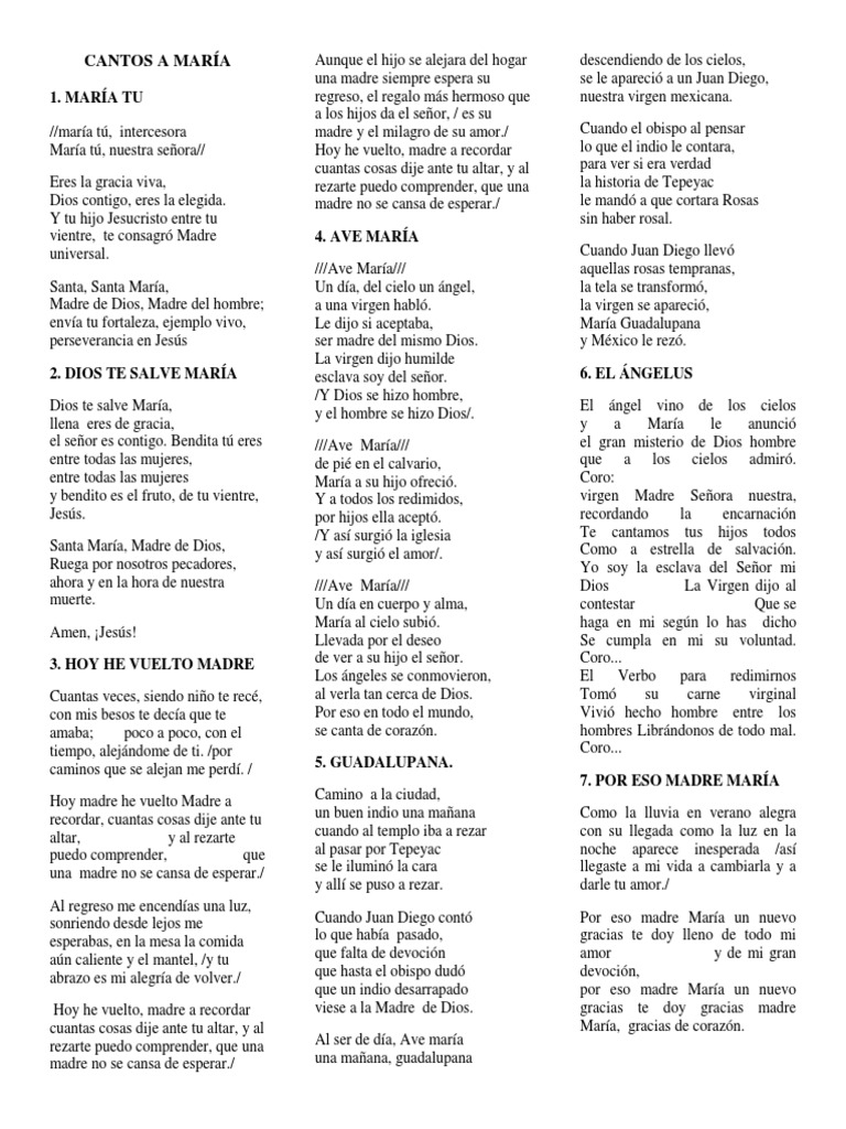 Cantos Marianos | PDF | María, madre de Jesús | Oración