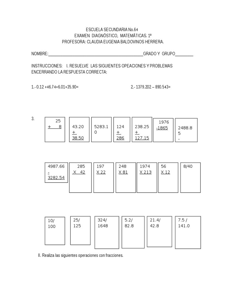 Exa Diag 1º | PDF | Negocios