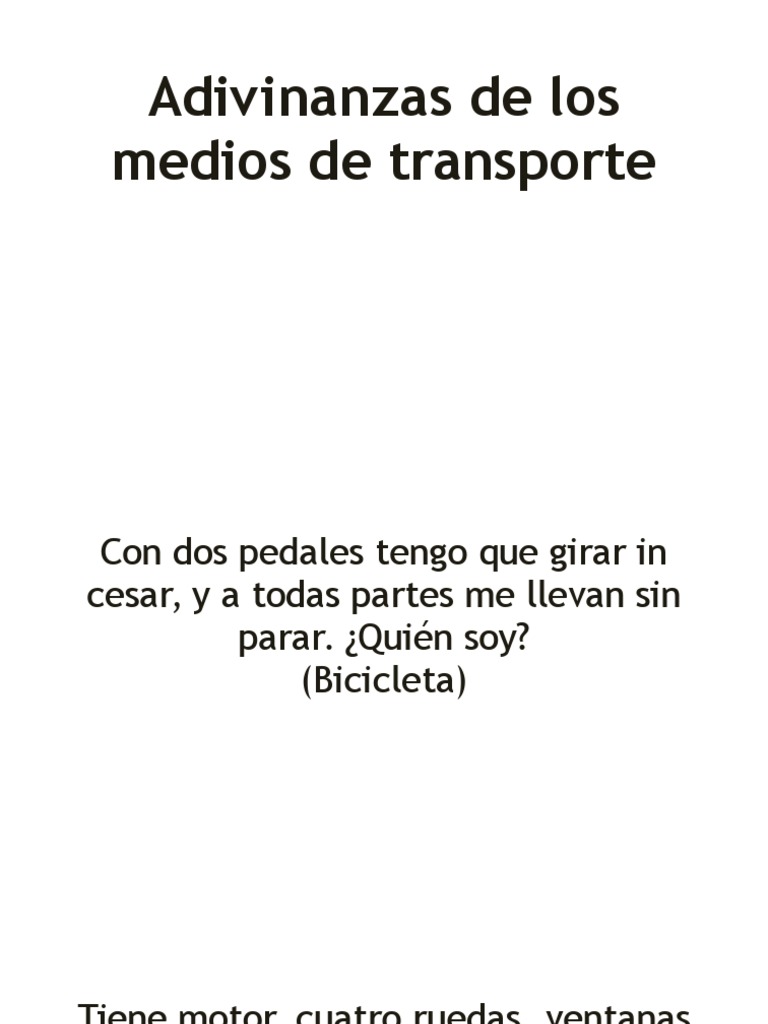Adivinanzas de Los Medios de Transporte | PDF