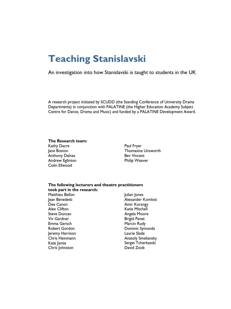 Teaching Stanislavski | PDF | Acting | Theatre