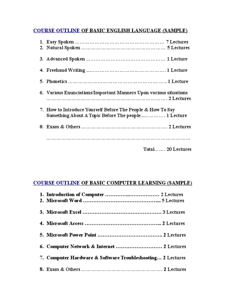 Basic English & Computer Courses | PDF