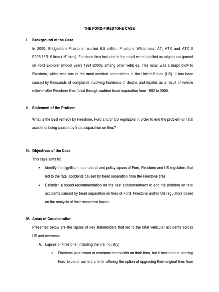 Ford-Firestone Tire Recall Analysis | PDF | Tire | Traffic Collision