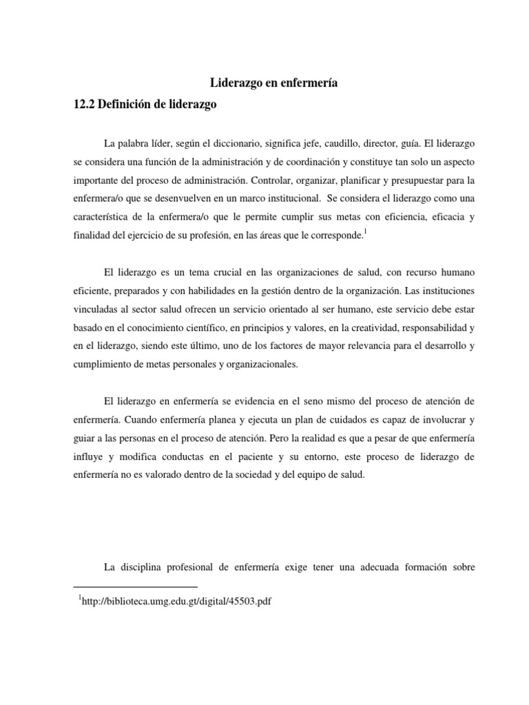 Liderazgo en Enfermeria | PDF | Enfermería | Liderazgo
