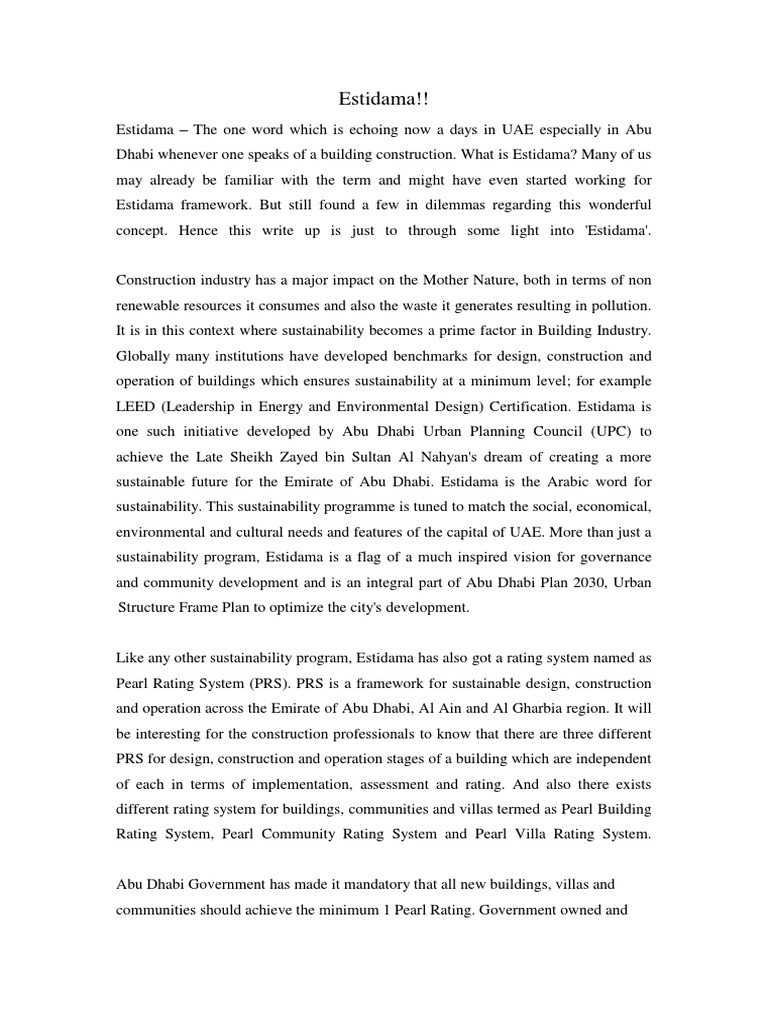 Estidama | PDF | United Arab Emirates | Sustainability